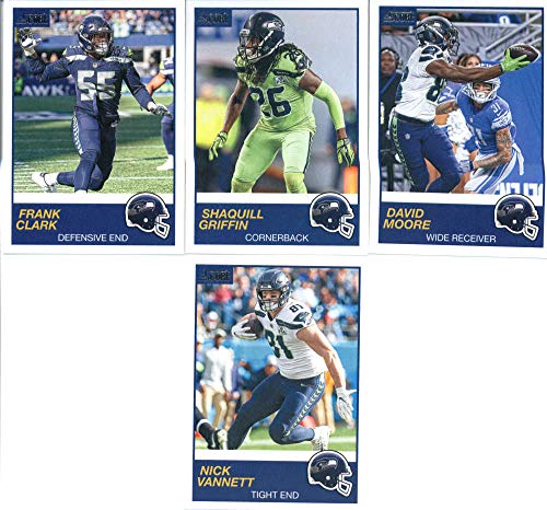 2019 Panini Score Football Veteran Seattle Seahawks Team Set of 10 Cards: Russell Wilson(#314), Rashaad Penny(#315), Chris Carson(#316), Tyler Lockett(#317), Will Dissly(#318), Bobby Wagner(#319), Frank Clark(#320), Shaquill Griffin(#321), David Moore(#32