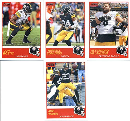 2019 Panini Score Football Veteran Pittsburgh Steelers Team Set of 10 Cards: Ben Roethlisberger(#112), James Conner(#113), Le'Veon Bell(#114), JuJu Smith-Schuster(#115), Antonio Brown(#116), T.J. Watt(#117), Alejandro Villanueva(#118), Terrell Edmunds(#11