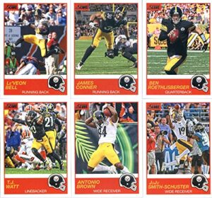 2019 panini score football veteran pittsburgh steelers team set of 10 cards: ben roethlisberger(#112), james conner(#113), le'veon bell(#114), juju smith-schuster(#115), antonio brown(#116), t.j. watt(#117), alejandro villanueva(#118), terrell edmunds(#11