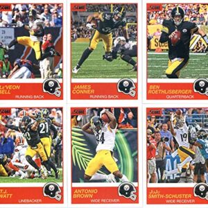 2019 Panini Score Football Veteran Pittsburgh Steelers Team Set of 10 Cards: Ben Roethlisberger(#112), James Conner(#113), Le'Veon Bell(#114), JuJu Smith-Schuster(#115), Antonio Brown(#116), T.J. Watt(#117), Alejandro Villanueva(#118), Terrell Edmunds(#11