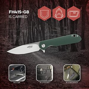 Ganzo Firebird FH41-GB Pocket Folding Knife D2 Steel Blade Ergonomic Anti-Slip G10 Handle with Clip Camping Hunting Fishing Gear Outdoor Folder EDC Pocket Knife (Green)