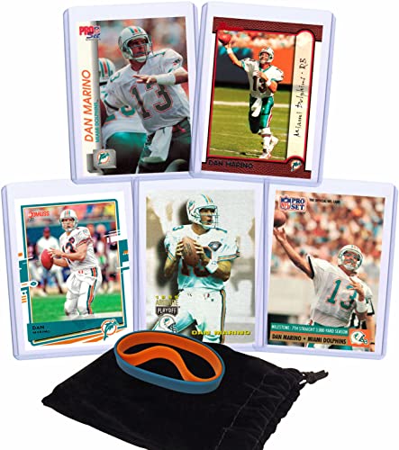 Dan Marino Football Cards (5) Assorted Bundle - Miami Dolphins Trading Card Gift Set