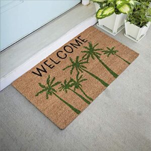 Avera Products | Palm Tree Welcome Mat, Natural Coir Fiber Doormat, Anti-Slip Mat Backing