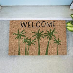 Avera Products | Palm Tree Welcome Mat, Natural Coir Fiber Doormat, Anti-Slip Mat Backing