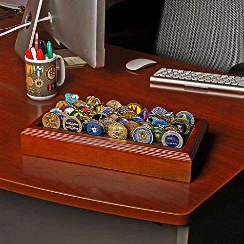 Medals of America 100 to 120 Challenge Coin Desk Display Walnut