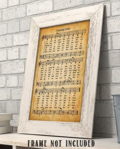 Amazing Grace Wall Art Poster - 11x14 Unframed Art Print - Great Inspirational Music Sheets Gift and Decor Under $15