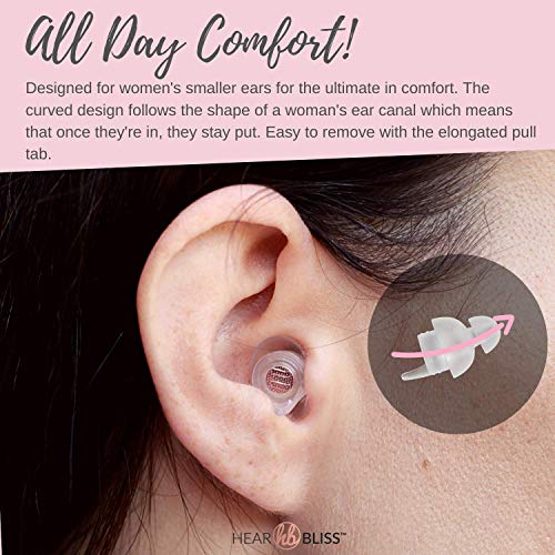 Womens Concert Earplugs - High Fidelity Ear Plugs & Hearing Protection - Musician Ear Protection, Small Ear Plugs for Concerts, Motorcycle Ear Plugs Noise Reduction, Reusable Silicone Ear Plug