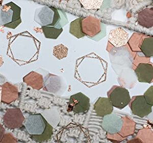 550 Pieces Boho Party Decor, Hexagon Confetti Party Decorations for Baby Shower, Bridal Shower, Birthday Sage Green, Copper