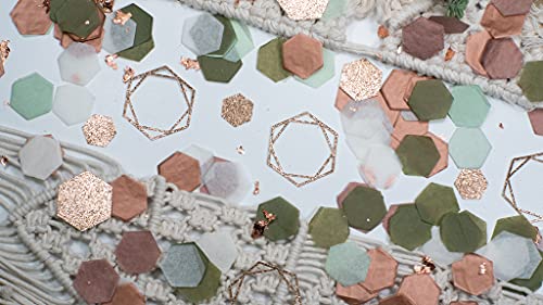 550 Pieces Boho Party Decor, Hexagon Confetti Party Decorations for Baby Shower, Bridal Shower, Birthday Sage Green, Copper