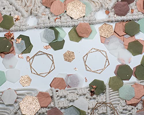 550 Pieces Boho Party Decor, Hexagon Confetti Party Decorations for Baby Shower, Bridal Shower, Birthday Sage Green, Copper