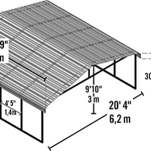 ARROW CPH202007, 20x20, Eggshell Carports, 20' x 20'