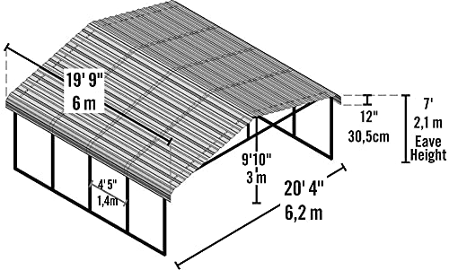 ARROW CPH202007, 20x20, Eggshell Carports, 20' x 20'