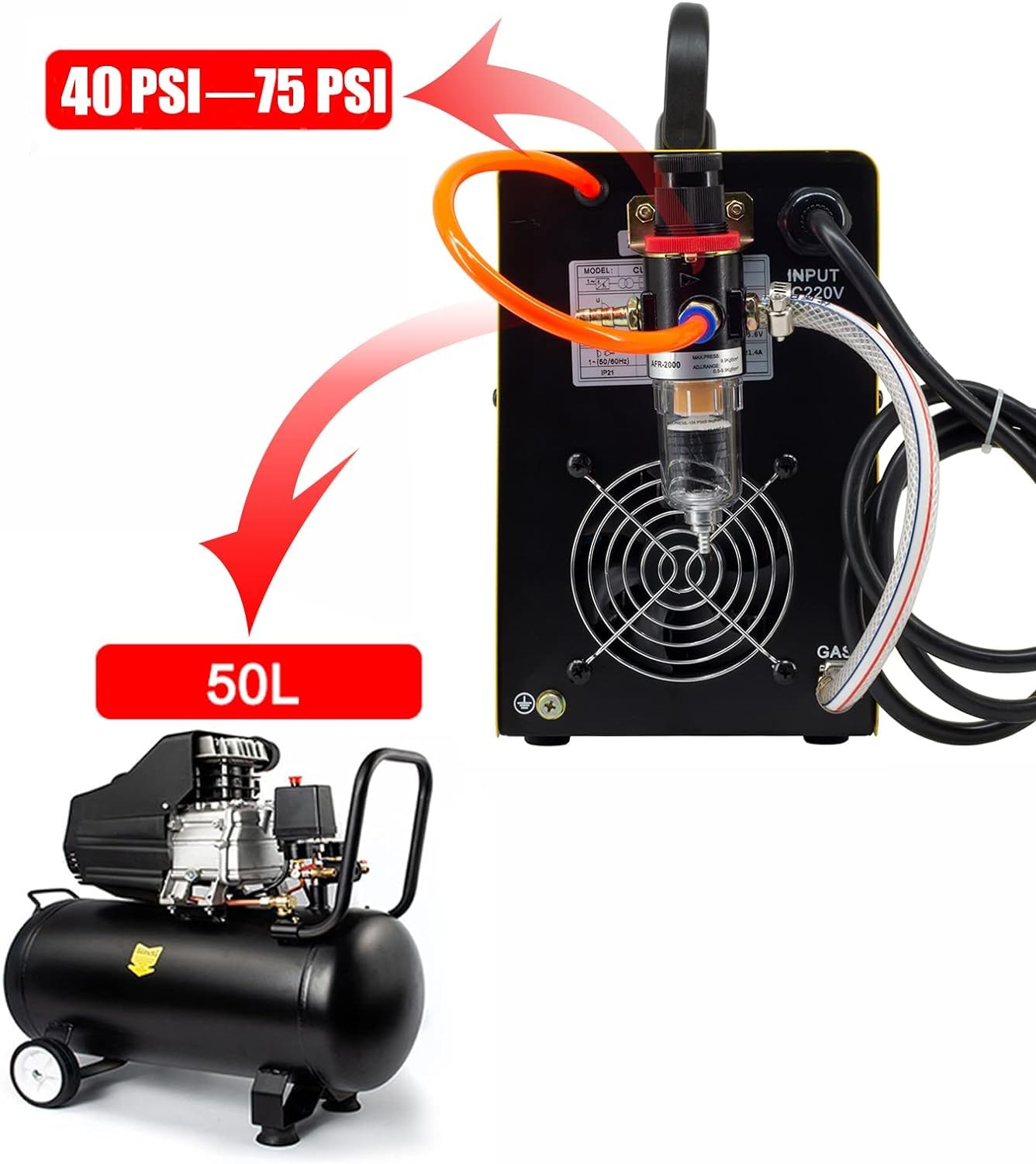 Plasma Cutter 55A Plasma Cutting Machine DC Inverter Plasma Cutting Equipment Dual Voltage 110V 220V with IGBT Technology Electric Digital Display, 1/2 Inch Clean Cut Portable Machine