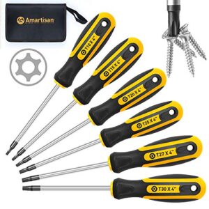 amartisan 6-piece magnetic torx screwdrivers set, security tamper proof, magnetic torx driver star screwdrivers set t10 - t30 best choice (torx screwdrivers)