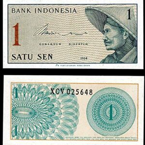 ID 1964 GEM CRISP PAIR OF 1964 INDONESIAN CURRENCY (Farmer and Soldier) Choice Crisp uncirculated