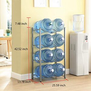 Whiidoom Multi-Tier 5 Gallon Water Bottle Rack Heavy Duty Collapsible Cooler Jug Storage Holder Shelf (4 Layer, Silver)