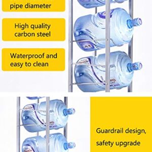 Whiidoom Multi-Tier 5 Gallon Water Bottle Rack Heavy Duty Collapsible Cooler Jug Storage Holder Shelf (4 Layer, Silver)