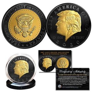 donald trump '20 keep america great black ruthenium & 24k gold tribute coin wcoa