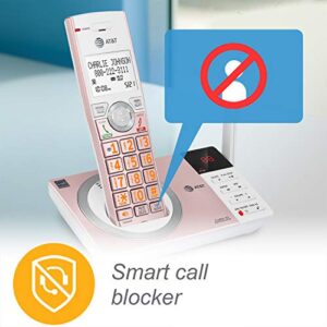 AT&T CL82557 DECT 6.0 5-Handset Cordless Phone for Home with Answering Machine, Call Blocking, Caller ID Announcer, Intercom and Long Range, Rose Gold