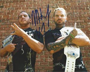 matt hardy autographed wrestling 8x10 - wwf/wwe - with jeff hardy