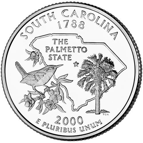 2000 S Clad Proof South Carolina State Quarter Choice Uncirculated US Mint