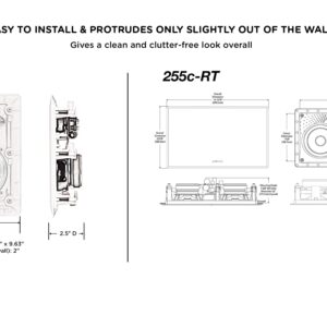 Polk Audio RC55i 2-way 5.25-inch In-wall Speakers (Pair) with 255C-RT Center Channel In-wall Speaker From The Vanishing Series | Easily Fits, Looks Minimal, Gives Out Great Sound | Paintable Grille