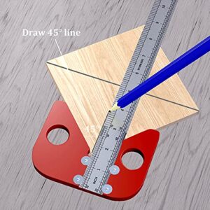 Center Scribe Square Center Scribe Measuring Tool Aluminum Alloy Center Finder Line Gauge Replaceable Ruler