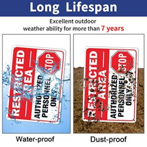 (2 pack) Restricted Area Sign Authorized Personnel Only, Do Not Enter Sign, 10 x 7 Inches .40 Rust Free Aluminum, UV Protected, Weather Resistant, Waterproof, Durable Ink，Easy To Mount