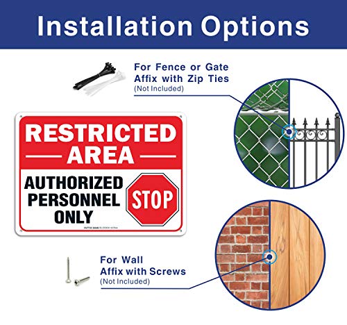 (2 pack) Restricted Area Sign Authorized Personnel Only, Do Not Enter Sign, 10 x 7 Inches .40 Rust Free Aluminum, UV Protected, Weather Resistant, Waterproof, Durable Ink，Easy To Mount