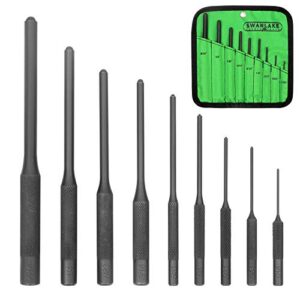 swanlake 9-pieces roll pin punch set, removing repair tool with holder for automotive, watch repair,jewelry and craft