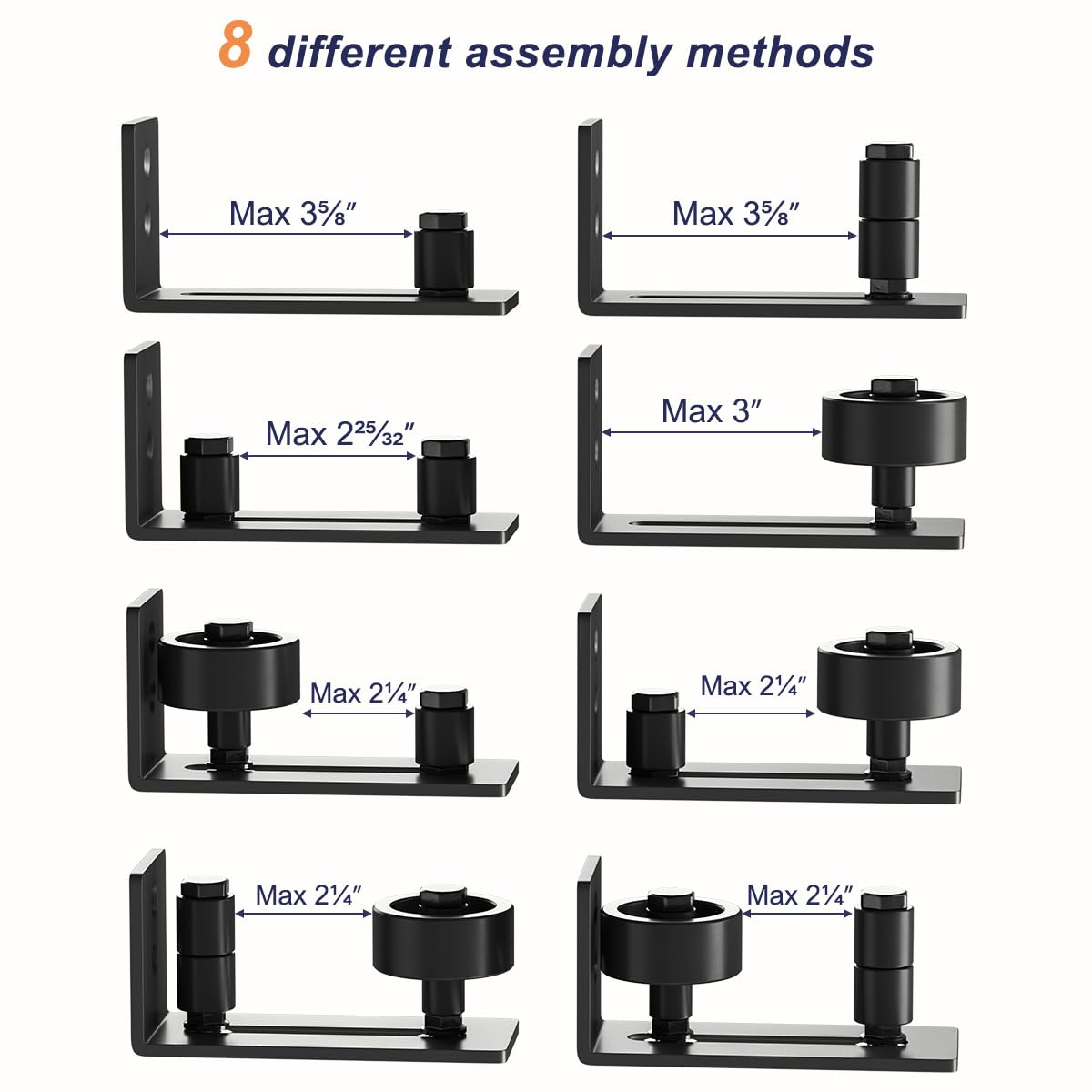 SMARTSTANDARD Adjustable Floor Guide for All Sliding Barn Door - 8 Setup Options for DIYers - Flush Design Bottom Flat Stay Roller (Set of 2)