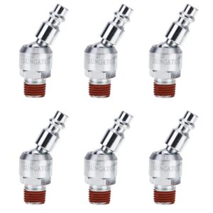 1/4" swivel air plug, sungator 6-pack industrial swivel coupler and plug, 1/4-inch npt male thread, air hose fittings