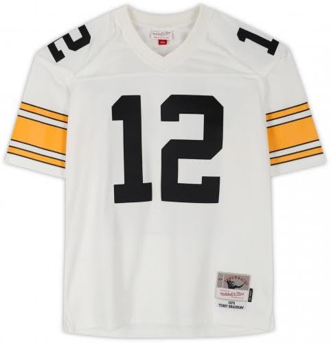 Terry Bradshaw Pittsburgh Steelers Autographed White Mitchell & Ness Replica Jersey - Autographed NFL Jerseys