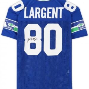 Steve Largent Seattle Seahawks Autographed Blue Authentic Mitchell & Ness Jersey with "HOF 95" Inscription - Autographed NFL Jerseys