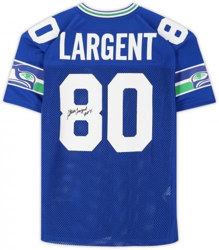 Steve Largent Seattle Seahawks Autographed Blue Authentic Mitchell & Ness Jersey with "HOF 95" Inscription - Autographed NFL Jerseys