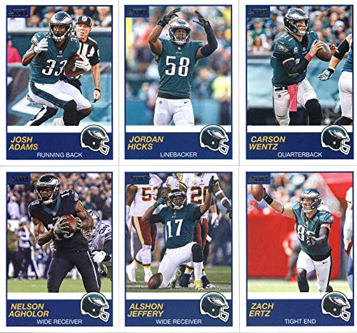 2019 Panini Score Football Veteran Philadelphia Eagles Team Set of 10 Cards: Carson Wentz(#183), Jordan Hicks(#184), Josh Adams(#185), Zach Ertz(#186), Alshon Jeffery(#187), Nelson Agholor(#188), Michael Bennett(#189), Fletcher Cox(#190), Jay Ajayi(#191),