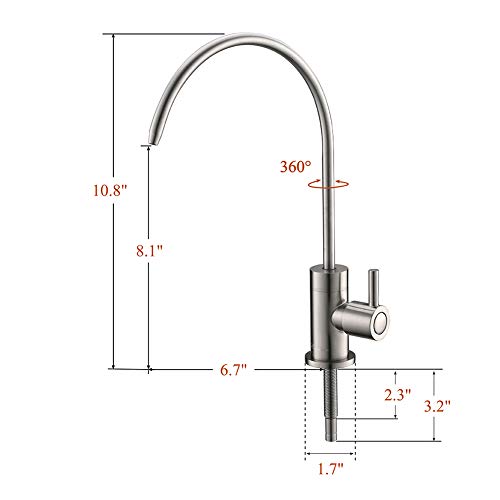 Drinking Water Faucet,Water Filtration Faucet,Drinking Water Purifier Faucet, Kitchen Water Filter Faucet, Brushed Nickel, Stainless Steel, RULIA PB1019