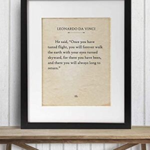 DaVinci - Once You Have Tasted Flight - 11x14 Unframed Typography Book Page Print - Great Decor and Gift for Pilots Under $15