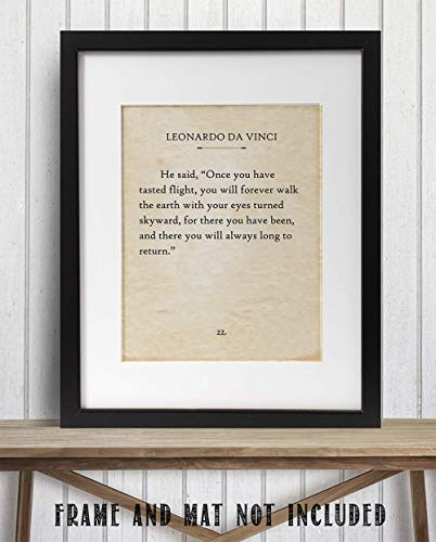 DaVinci - Once You Have Tasted Flight - 11x14 Unframed Typography Book Page Print - Great Decor and Gift for Pilots Under $15