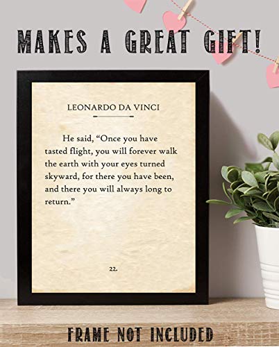 DaVinci - Once You Have Tasted Flight - 11x14 Unframed Typography Book Page Print - Great Decor and Gift for Pilots Under $15