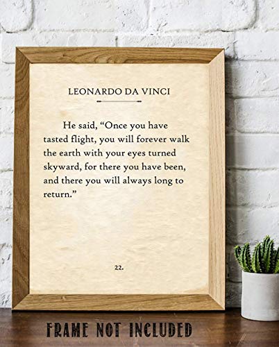 DaVinci - Once You Have Tasted Flight - 11x14 Unframed Typography Book Page Print - Great Decor and Gift for Pilots Under $15