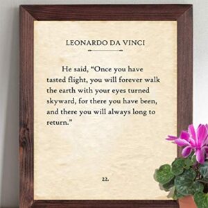 DaVinci - Once You Have Tasted Flight - 11x14 Unframed Typography Book Page Print - Great Decor and Gift for Pilots Under $15