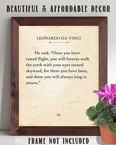 DaVinci - Once You Have Tasted Flight - 11x14 Unframed Typography Book Page Print - Great Decor and Gift for Pilots Under $15