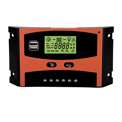 Solar Charge Controller-60A Solar Charge Controller, 12V/24V MPPT Solar Panel Controller Solar Panel Intelligent Regulator Auto Battery Controller with Dual USB Port and PWM LCD Display(60A)