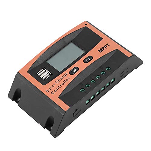 Solar Charge Controller-60A Solar Charge Controller, 12V/24V MPPT Solar Panel Controller Solar Panel Intelligent Regulator Auto Battery Controller with Dual USB Port and PWM LCD Display(60A)