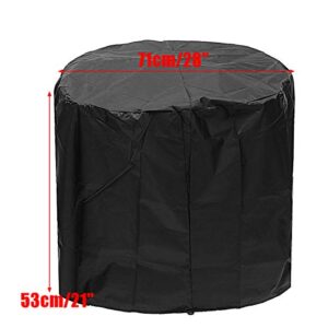 dDanke Black Round Fire Pit Cover with Adjustable Rope Dustproof Waterproof for 28inch Fire Pit, 28"x21"