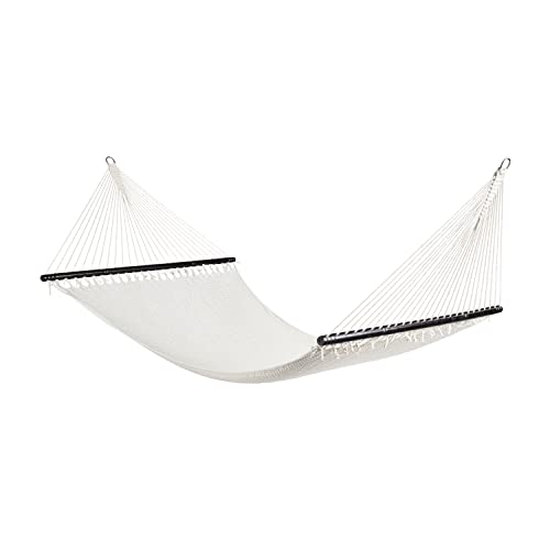 Bliss Hammocks BH-415 2-Person Weekender 12’ Long Deluxe, 4 mm Thick Handwoven Polyester Rope, Patio Yard Poolside Outdoor Hammock, 55-Inch Spreader Bar Supports up to 450 lbs, Natural