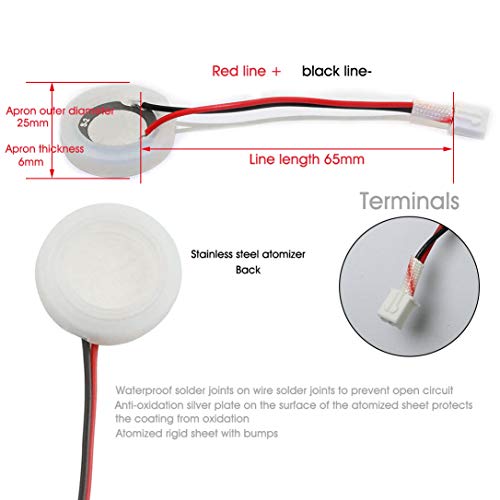 ToToT 2-Pack 20mm Ultrasonic Mist Maker Fogger Ceramics Discs with Wire and Sealing Ring