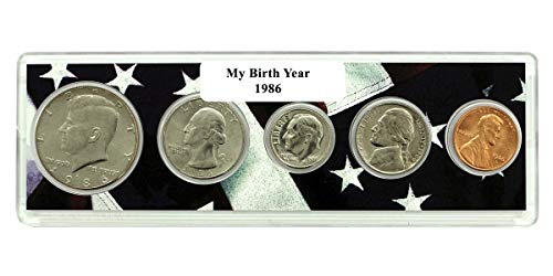 1986-5 Coin Birth Year Set in American Flag Holder Uncirculated