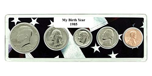 1985-5 Coin Birth Year Set in American Flag Holder Uncirculated